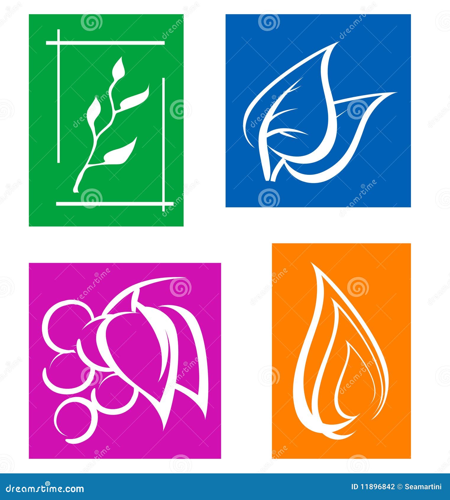 Set of leaves symbols stock vector. Illustration of group - 11896842