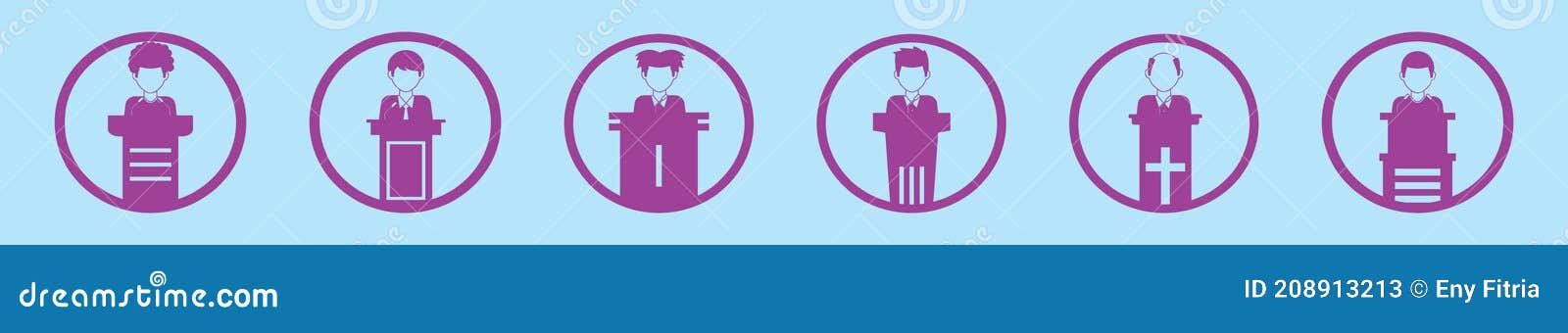 Set of Lectern Cartoon Icon Design Template with Various Models. Vector ...