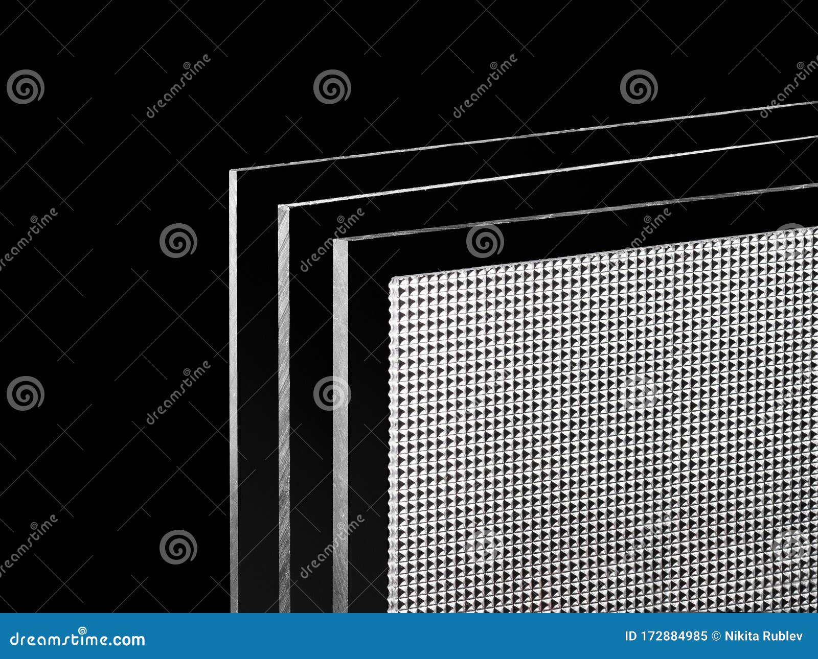 Set of LED Light Diffusing Acrylic Sheets on Black Background Stock ...