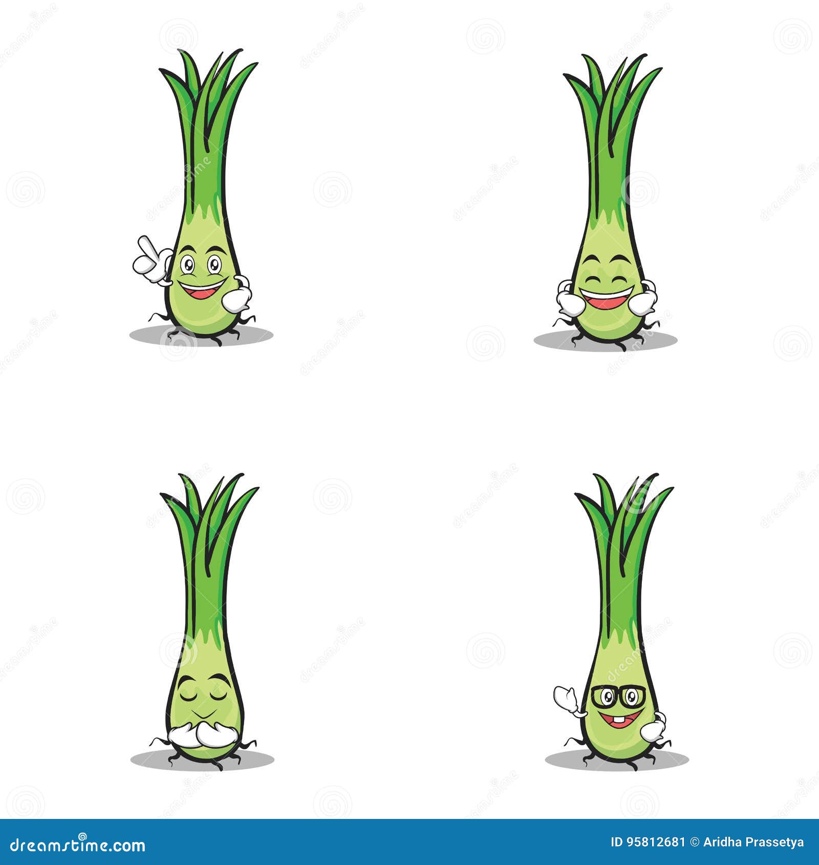 Set of Leek Character Cartoon Stock Vector - Illustration of isolated ...