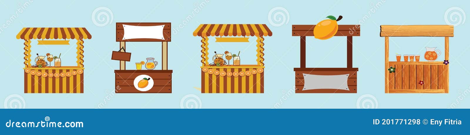 Set of Lemonade Stand Cartoon Icon Design Template with Various Models ...