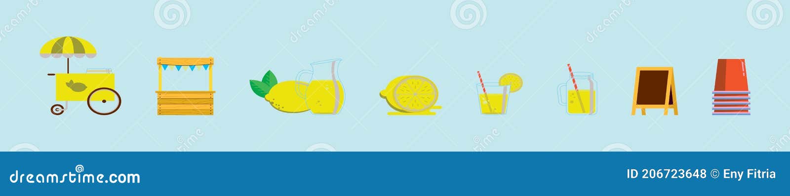 Set Of Lemonade Stand Cartoon Icon Design Template With Various Models ...