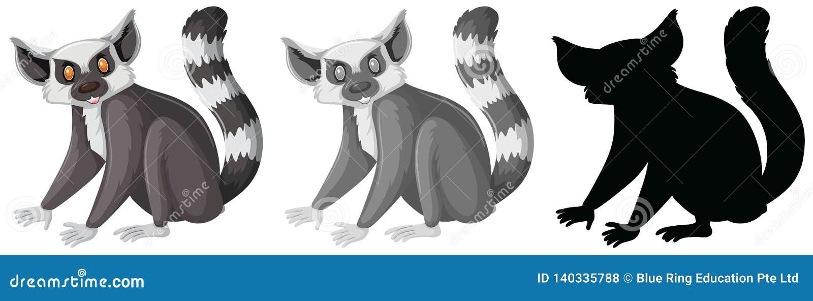 Set of lemur character stock vector. Illustration of character - 140335788