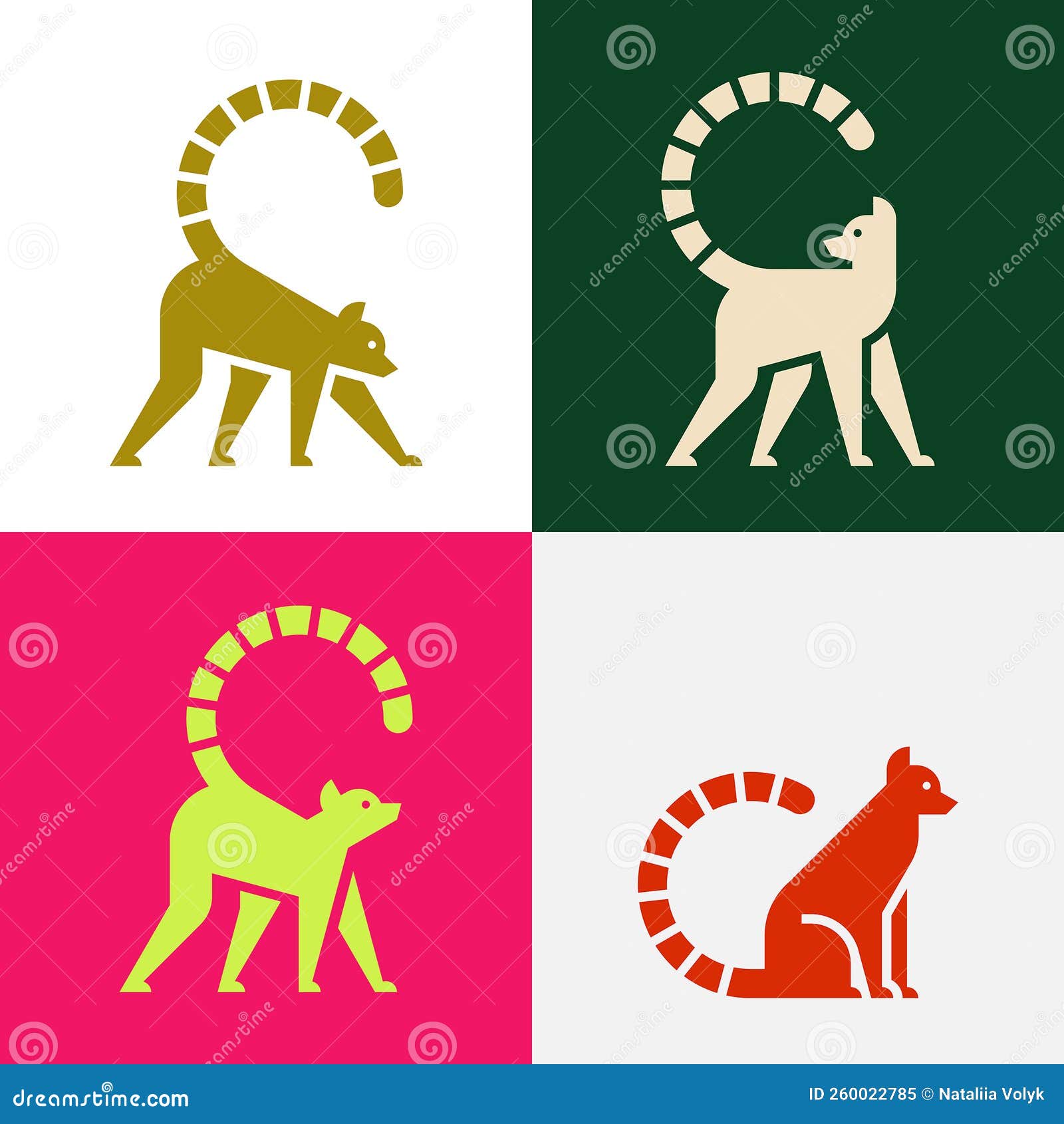 Set of Lemur, Lemur Logo stock vector. Illustration of striped - 260022785