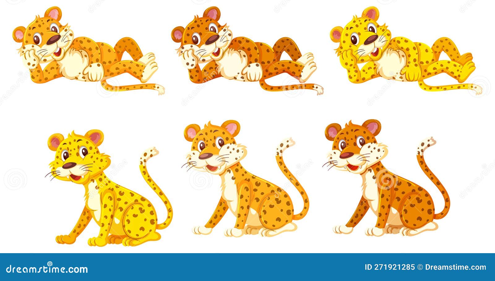 Set of Leopard Cartoon Character in Different Pose Stock Vector ...