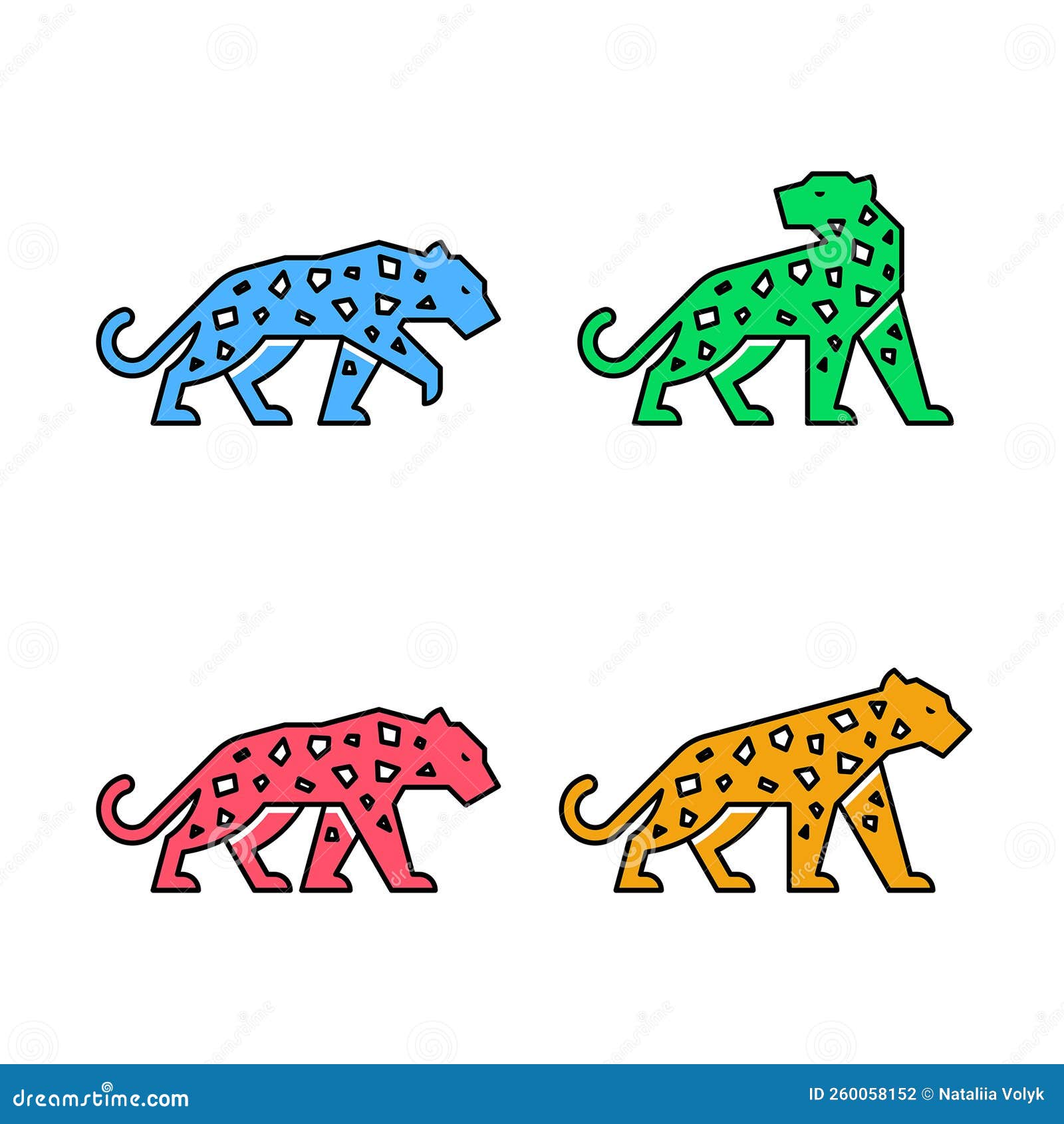 Set of Leopard stock vector. Illustration of design - 260058152