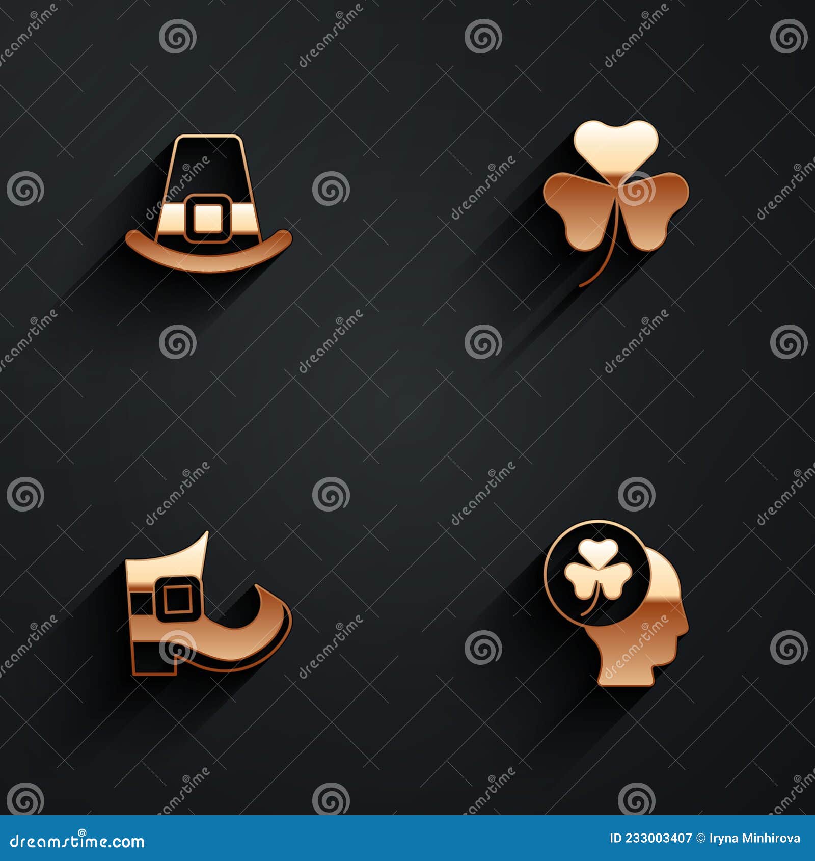 Set Leprechaun Dat Klaver Klaver Leaf Boot Met Klaver Icon Met Lange ...