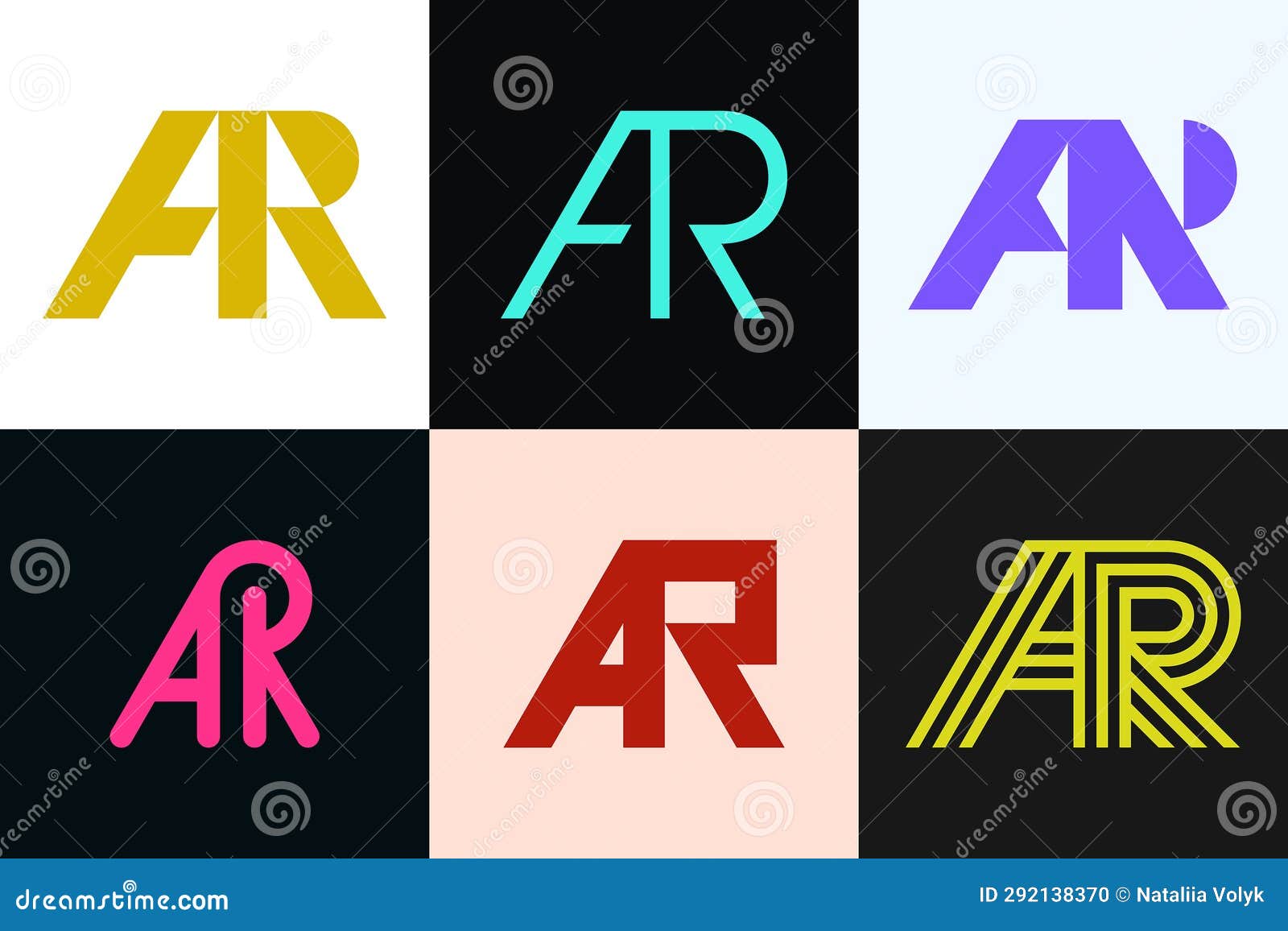Set of letter AR logos stock vector. Illustration of flowing - 292138370