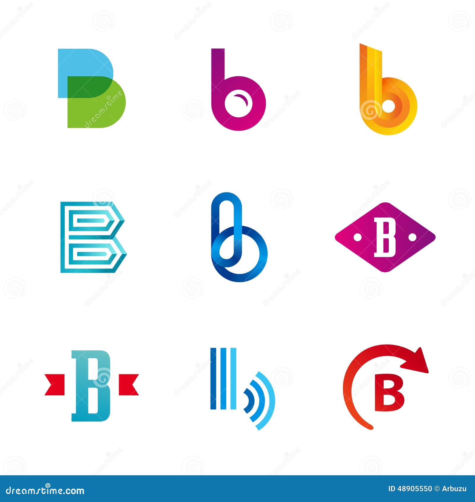 Set Of Letter B Logo Icons Design Template Elements Stock Vector ...