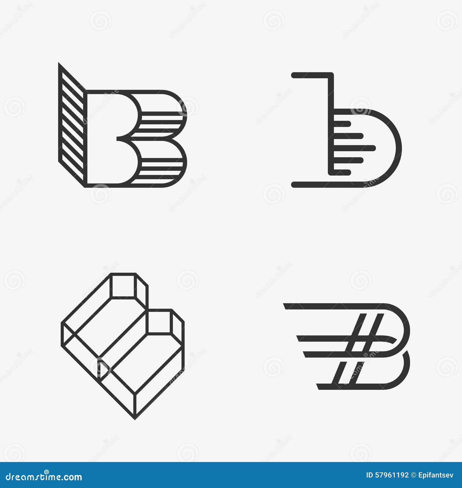 The Set of Letter B Sign, Logo, Icon Design Template Elements. Stock ...