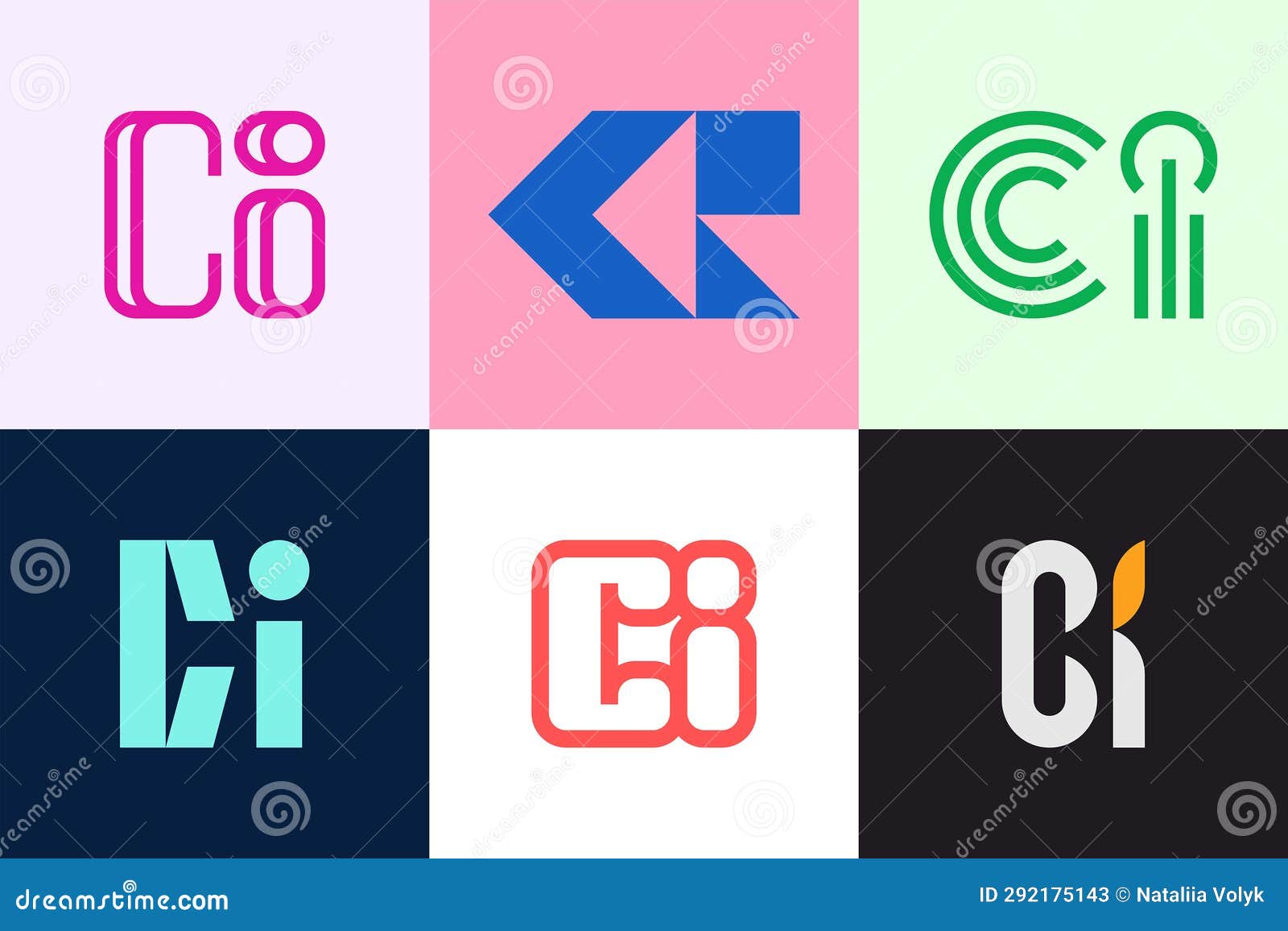 Set of letter CI logos stock vector. Illustration of icon - 292175143