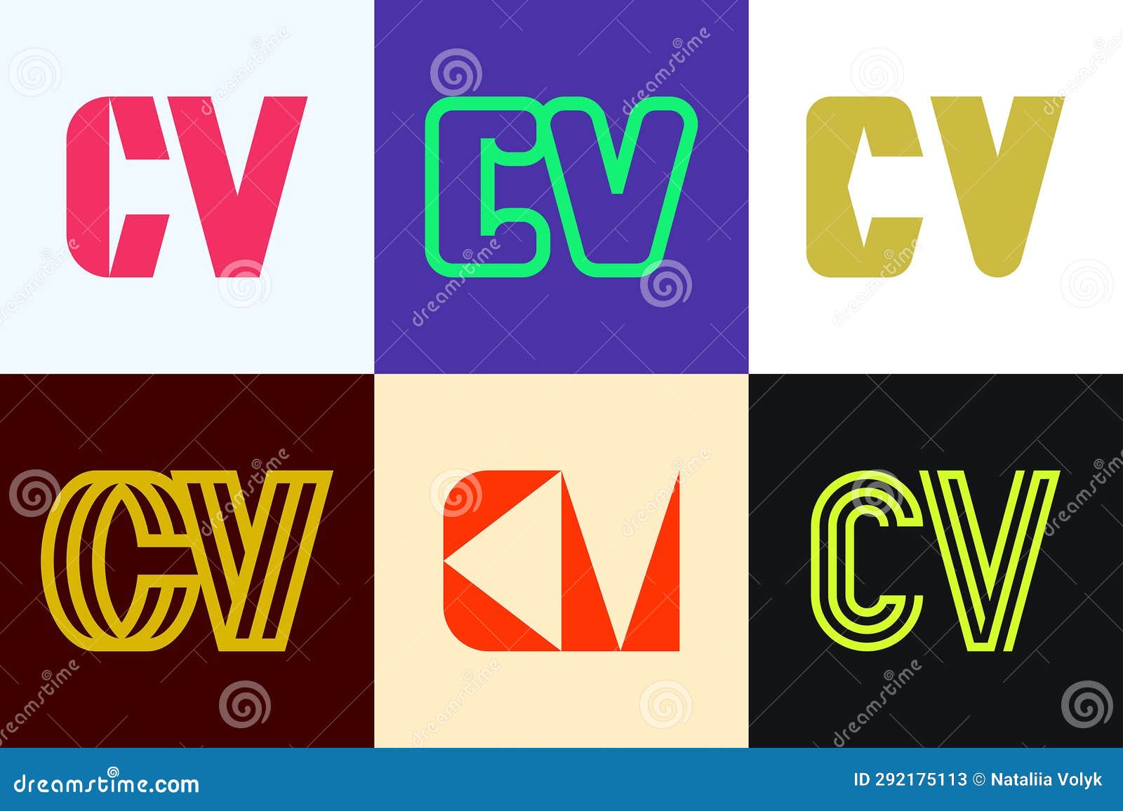 Set of letter CV logos stock vector. Illustration of element - 292175113