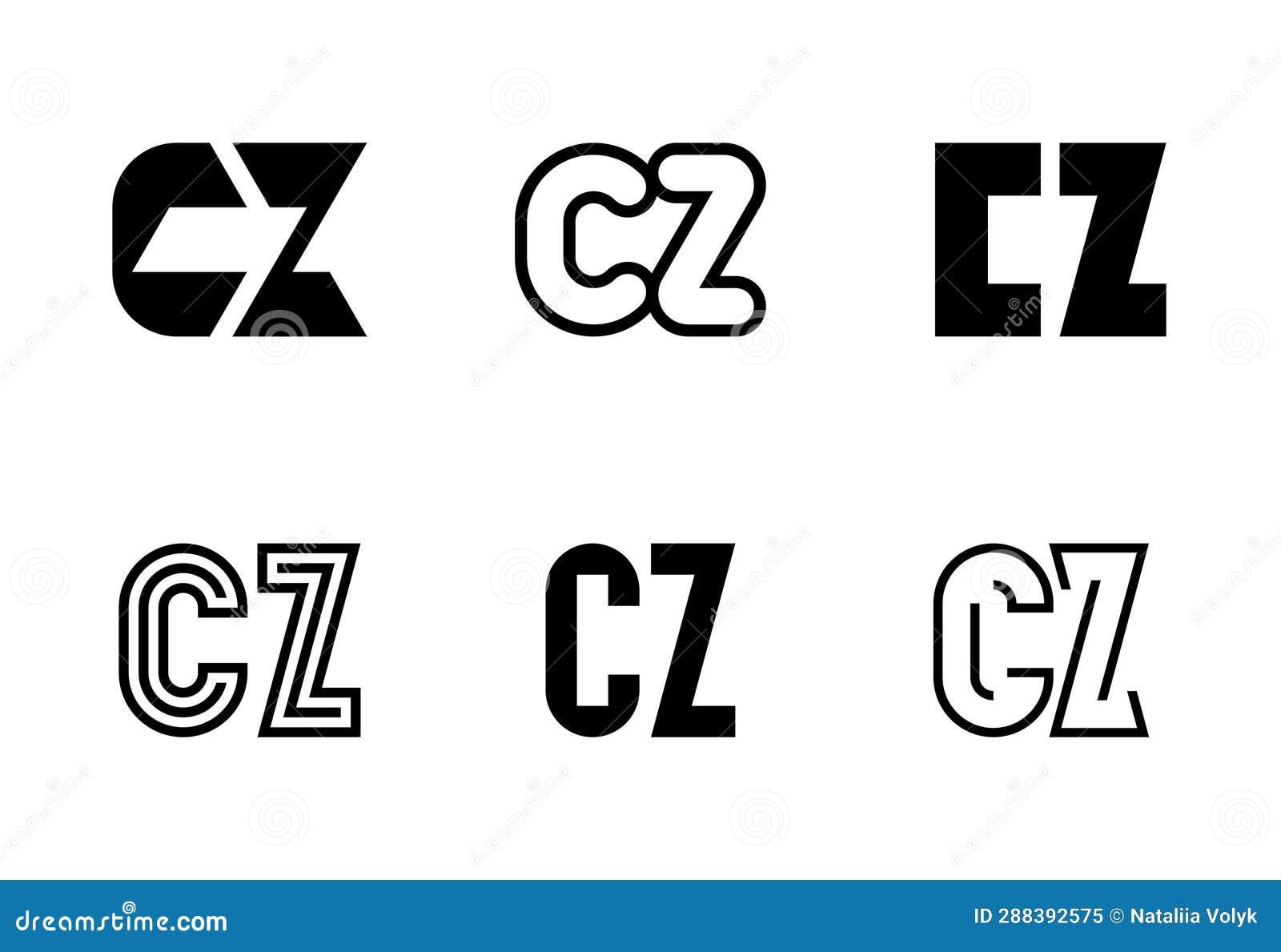Set of letter CZ logos stock illustration. Illustration of emblem ...