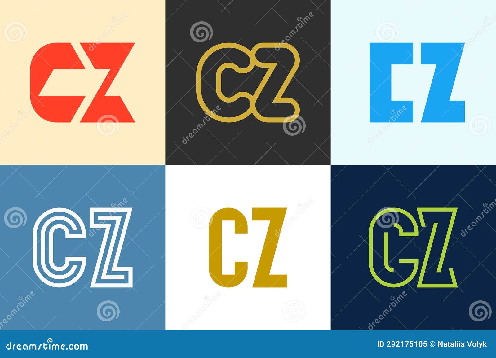 Set of letter CZ logos stock vector. Illustration of curve - 292175105