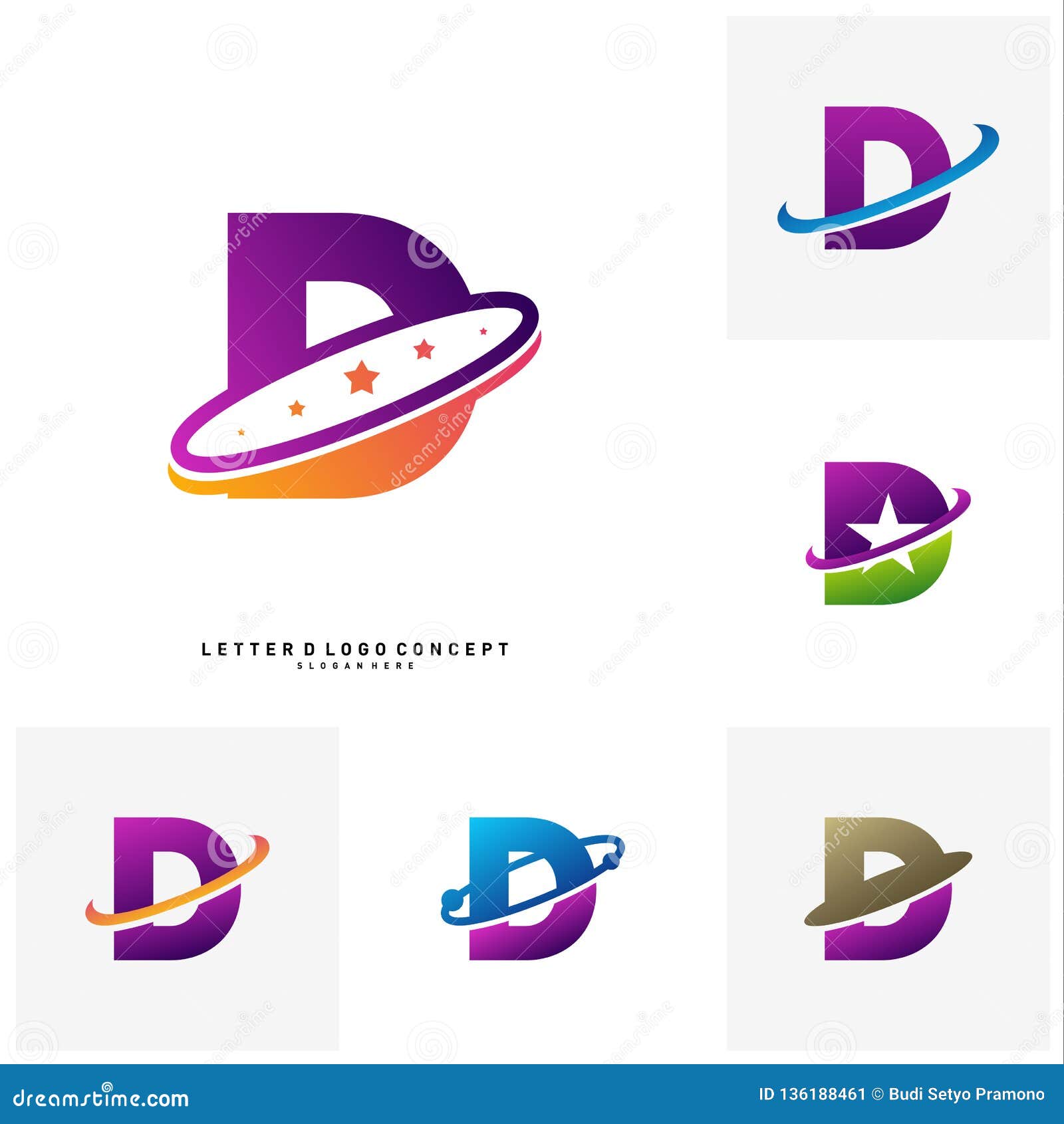 Set of Letter D Planet Logo Design Concept Vector Template. Initial D ...