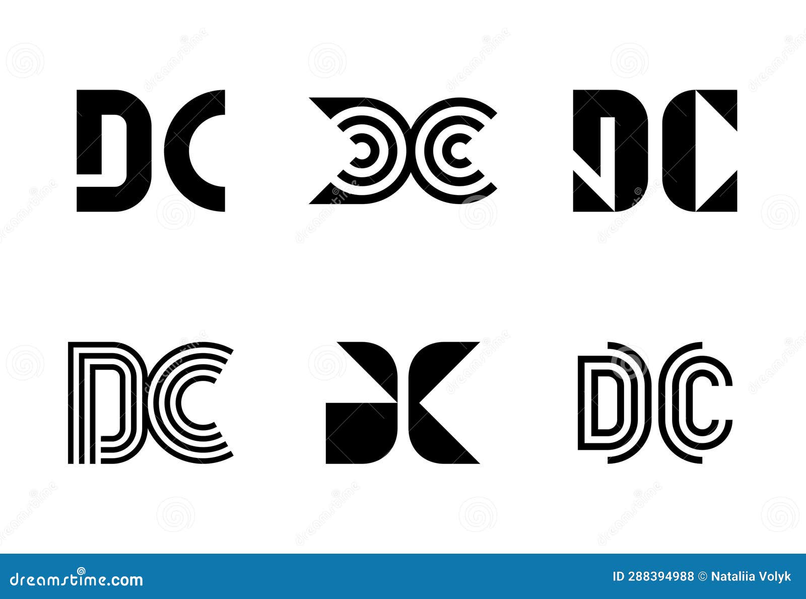 Set of letter DC logos stock vector. Illustration of flowing - 288394988