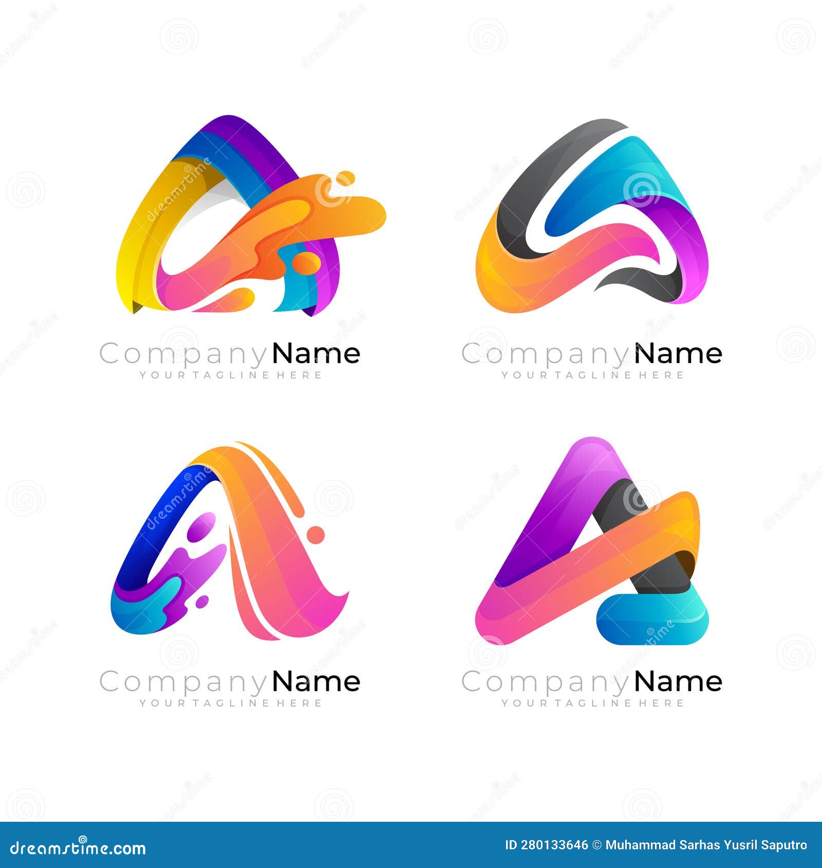 Set a Letter Design 3d Colorful, Combination Logos Stock Vector ...