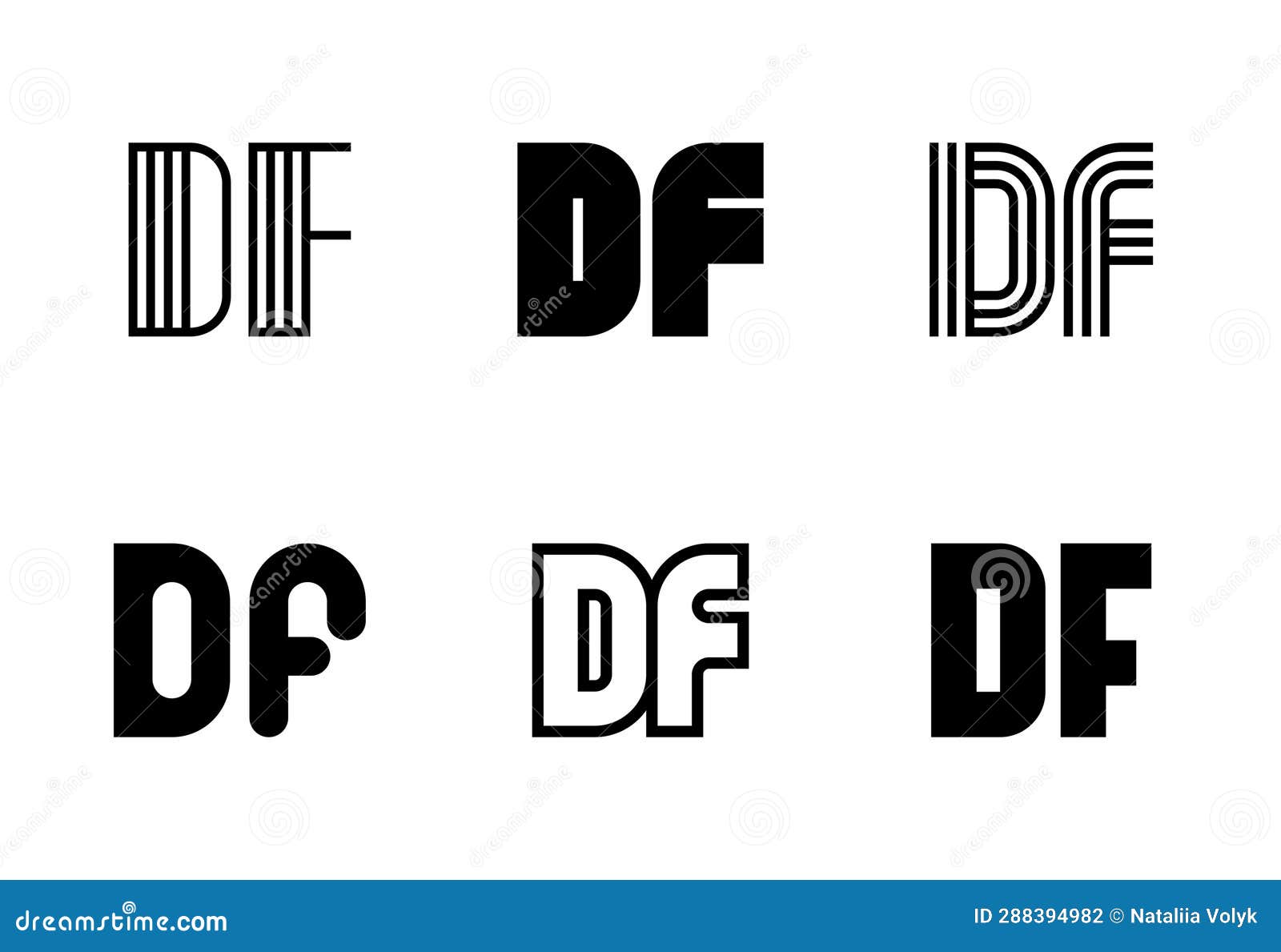 Set of letter DF logos stock vector. Illustration of line - 288394982