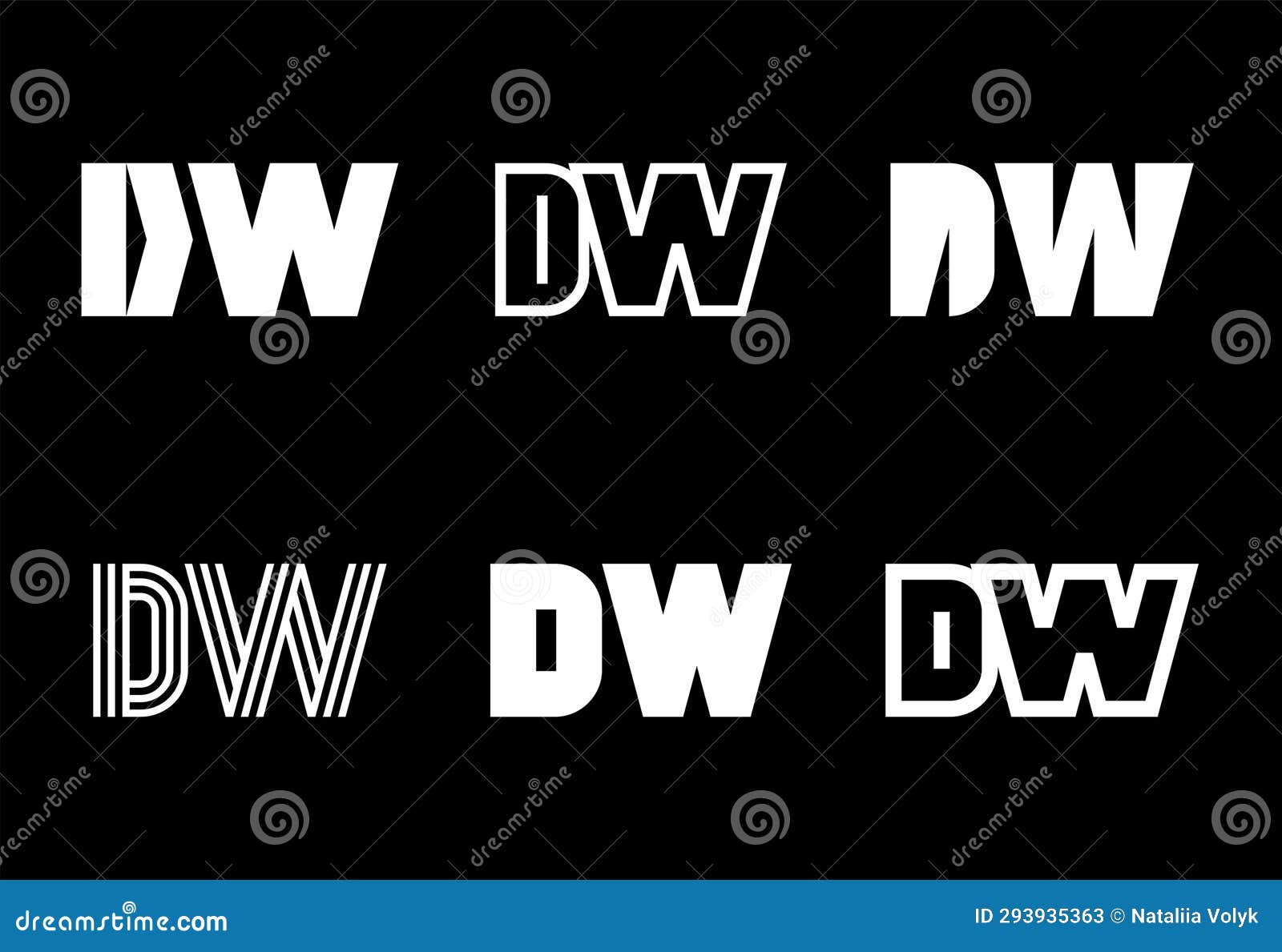 Set of letter DW logos stock vector. Illustration of curve - 293935363