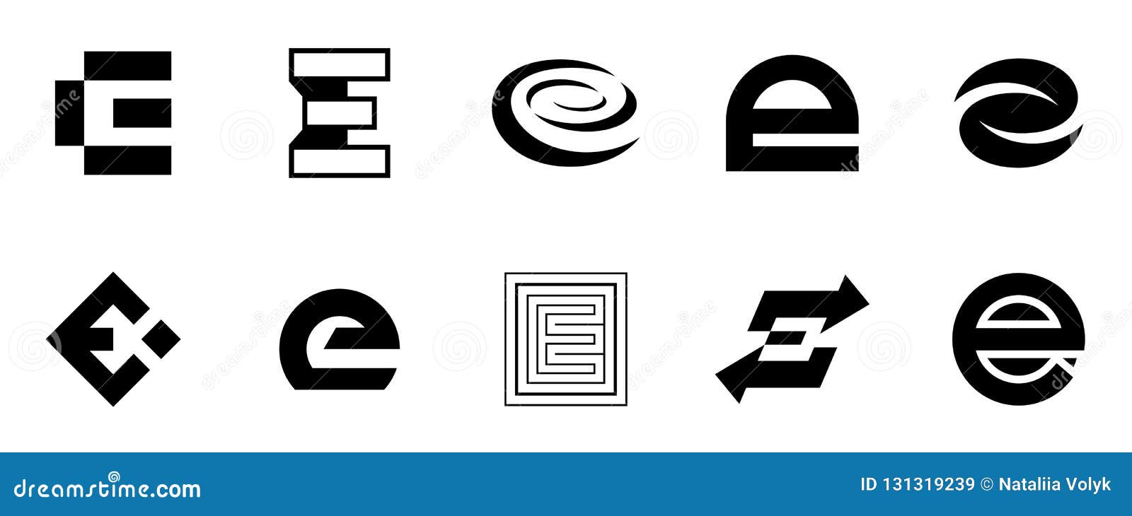 Set of letter E logo stock vector. Illustration of curve - 131319239