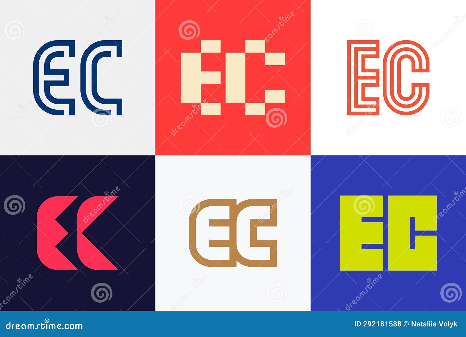 Set of letter EC logos stock vector. Illustration of brand - 292181588