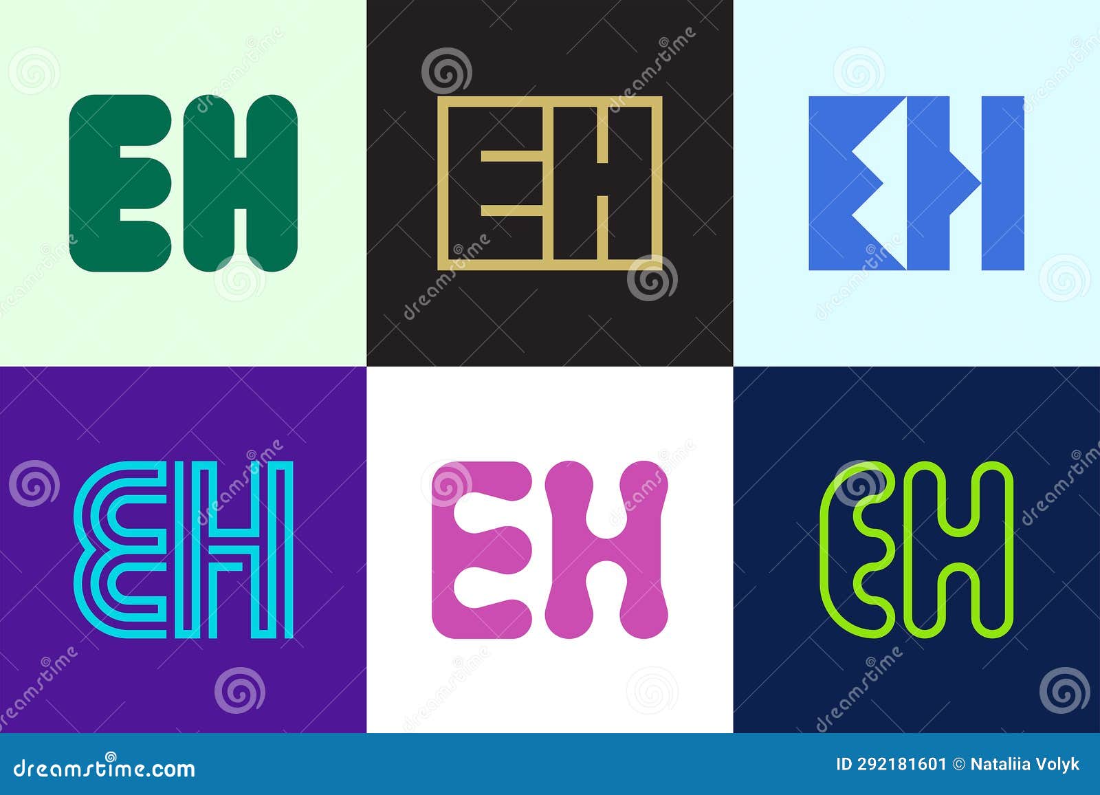 Set of letter EH logos stock illustration. Illustration of logo - 292181601