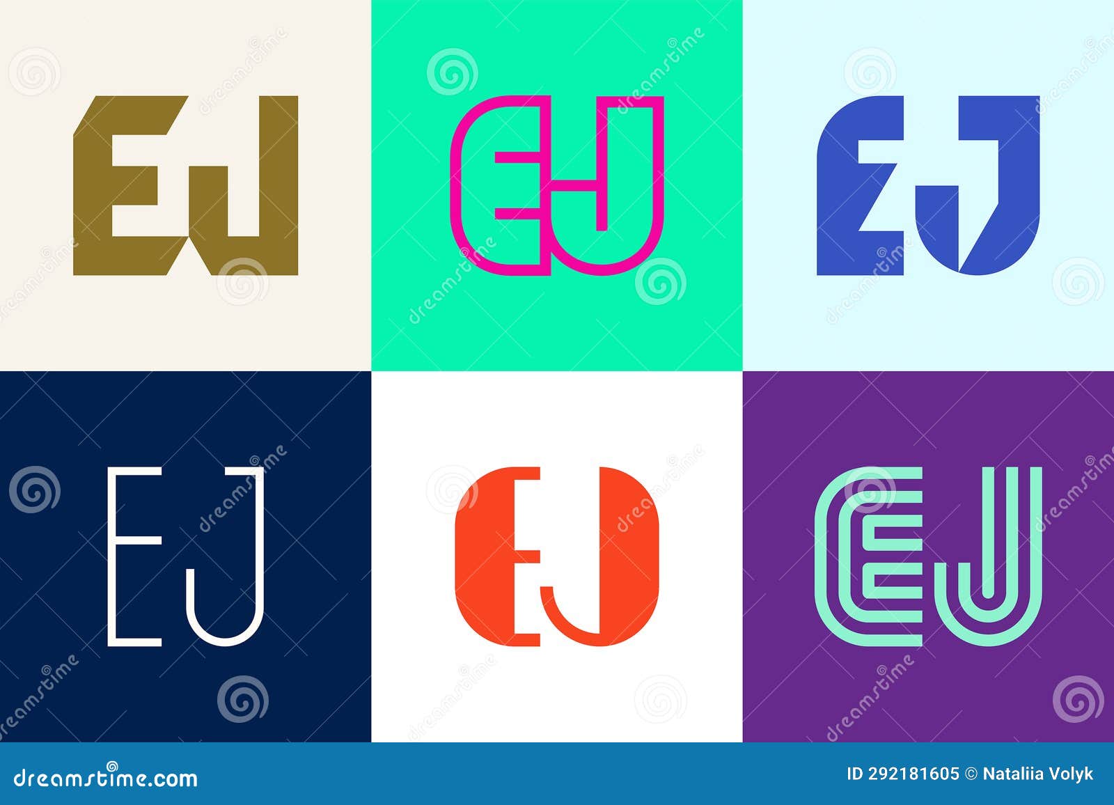 Set of letter EJ logos stock illustration. Illustration of circle ...