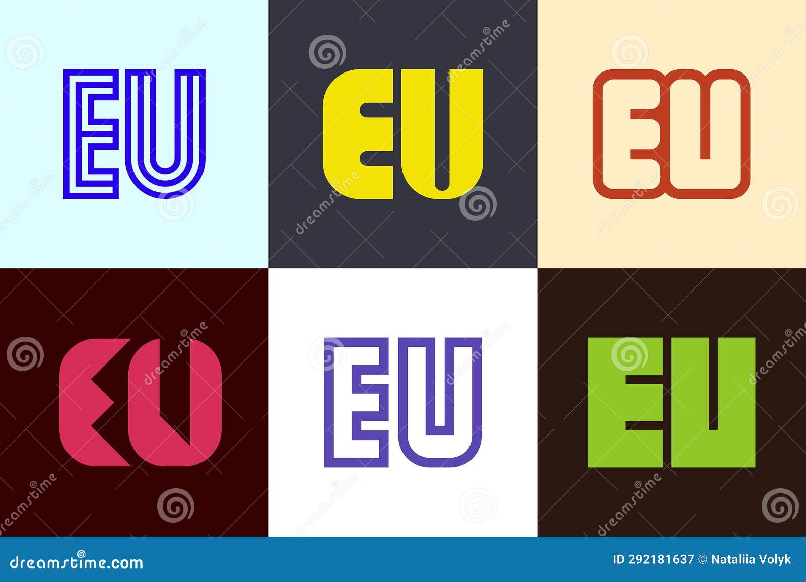 Set of letter EU logos stock illustration. Illustration of branding ...