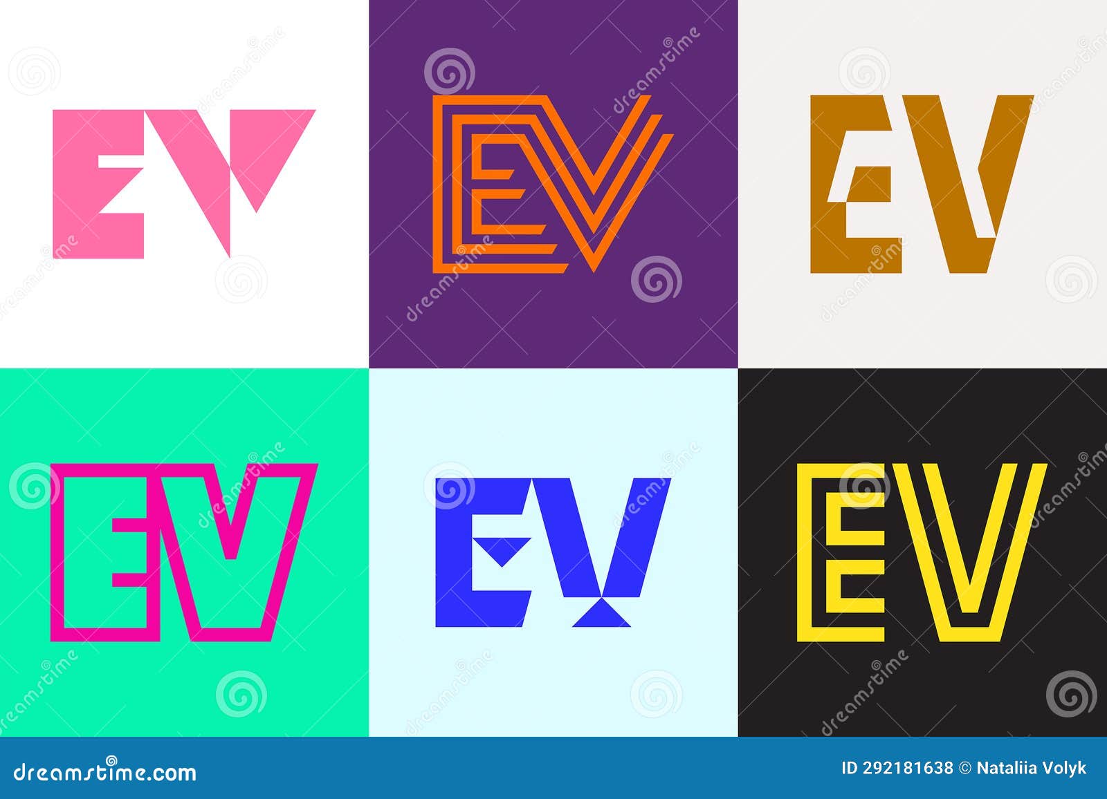 Set of letter EV logos stock vector. Illustration of abstract - 292181638