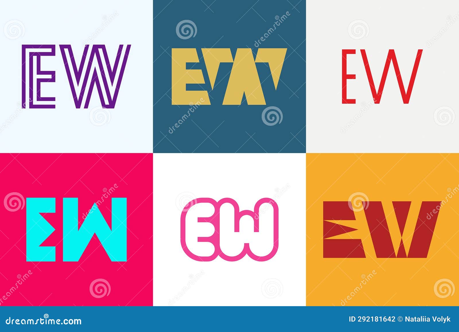 Set of letter EW logos stock illustration. Illustration of large ...