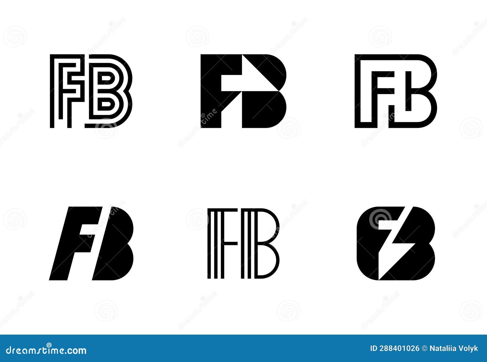 Set of letter FB logos stock vector. Illustration of flow - 288401026