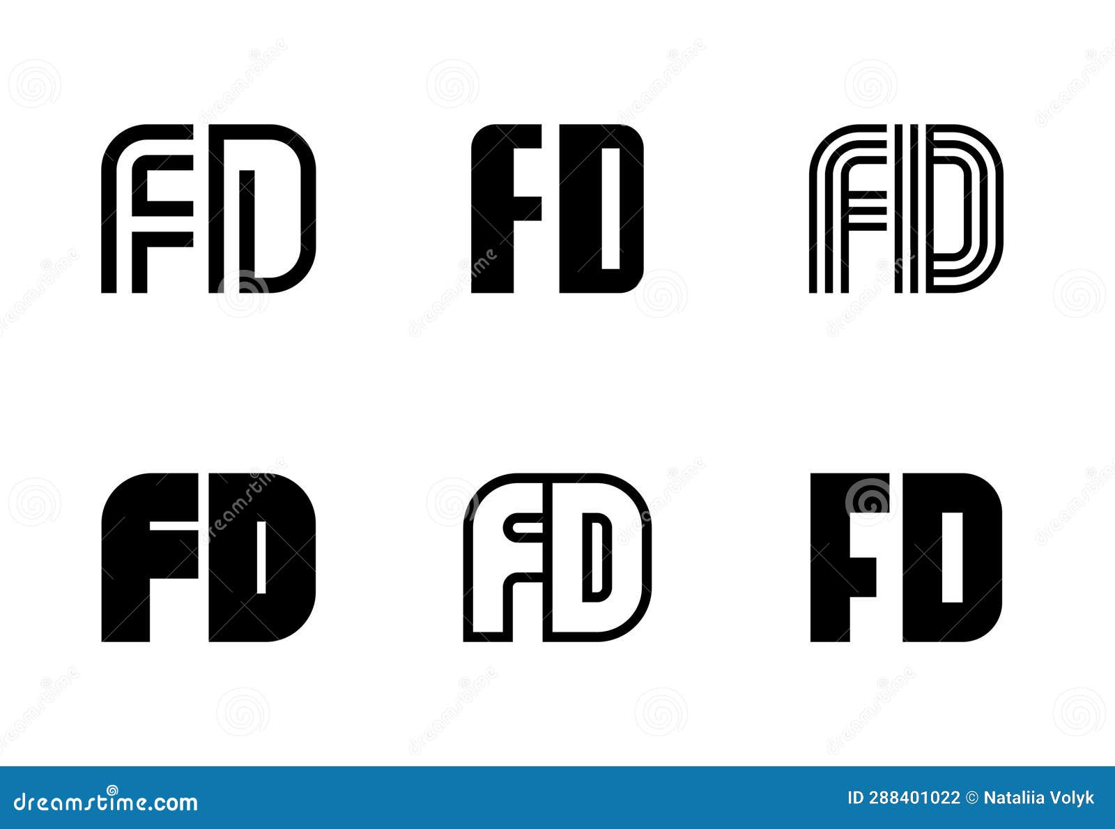 Set of letter FD logos stock vector. Illustration of collection - 288401022