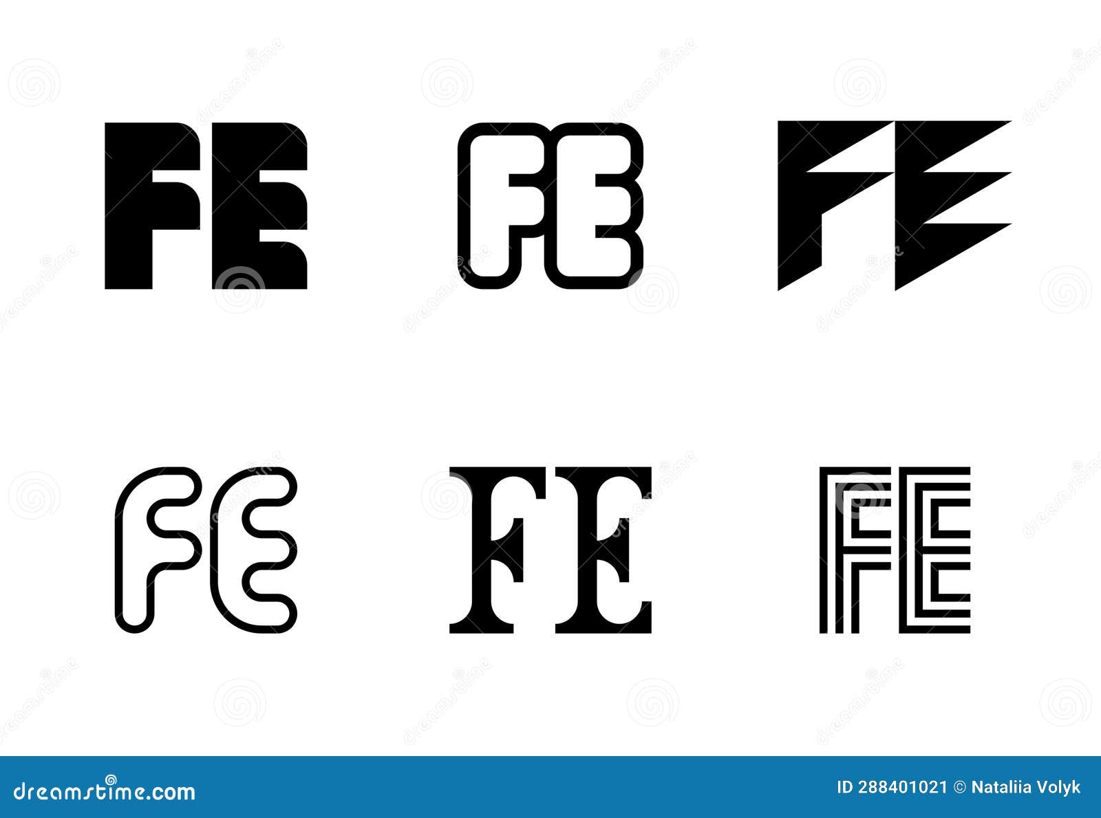 Set of letter FE logos stock vector. Illustration of line - 288401021