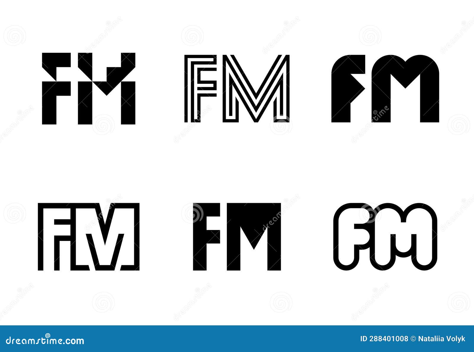 Set of letter FM logos stock vector. Illustration of button - 288401008