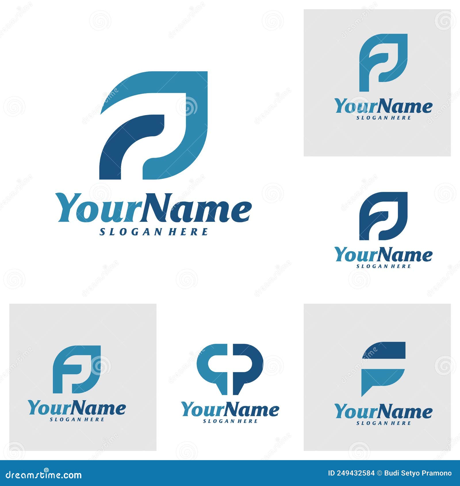 Set of Letter FP Logo Design Vector Template, Initial FP Logo Concepts ...
