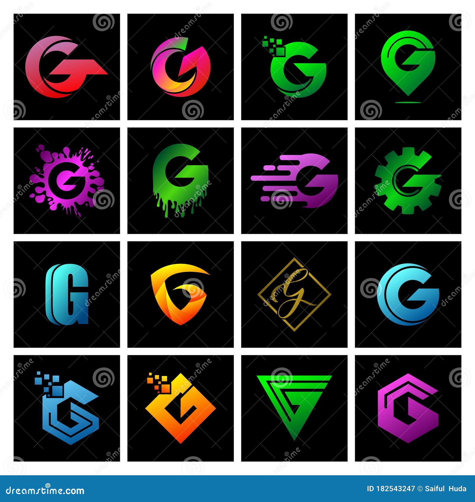 Set of Letter G Simple Logo Icon Design Vector. Stock Vector ...
