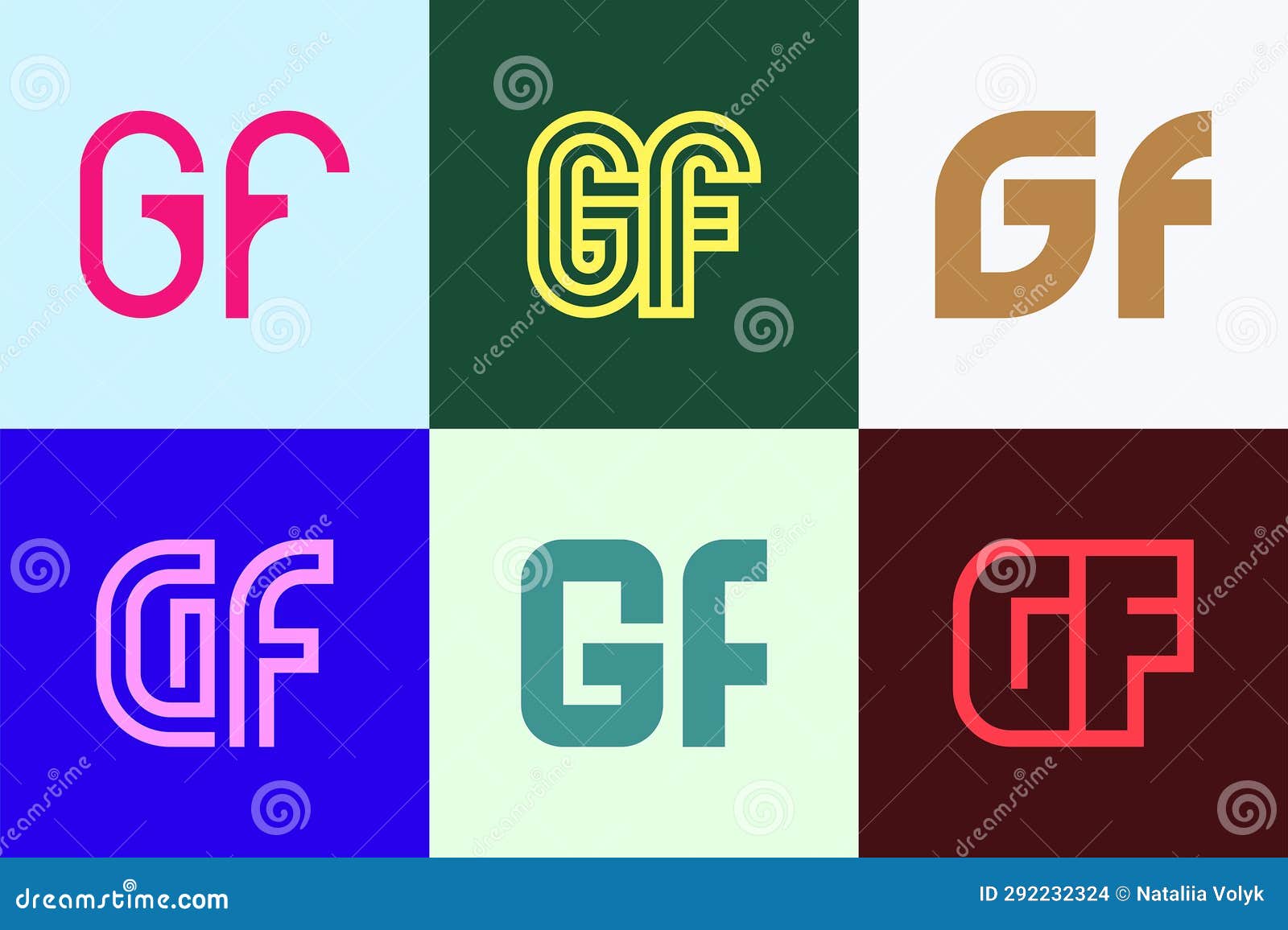 Set of letter GF logos stock vector. Illustration of logos - 292232324