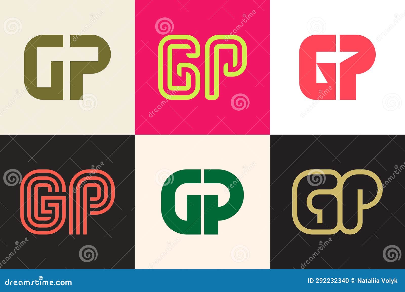 Set of letter GP logos stock vector. Illustration of button - 292232340