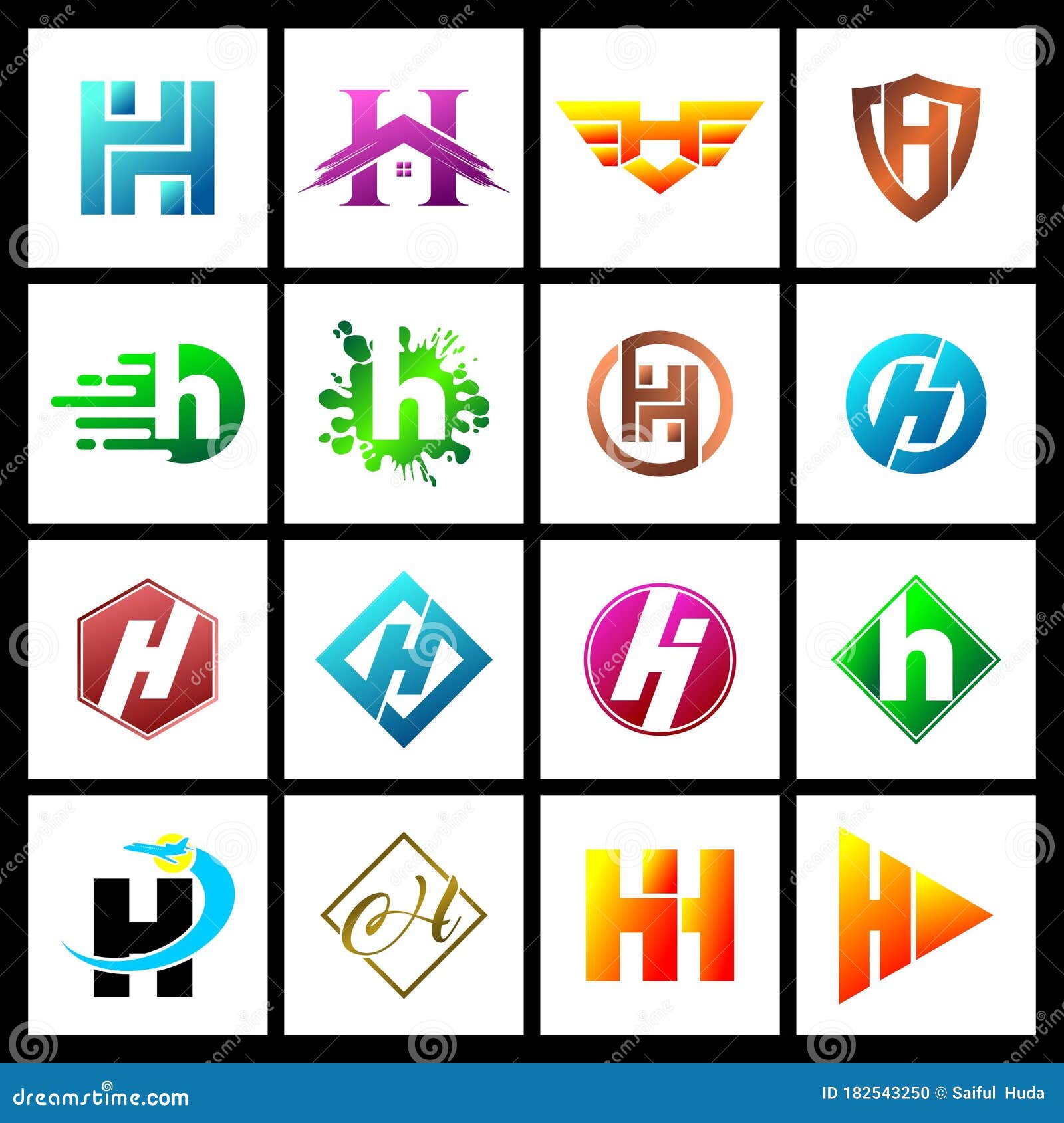 Set of Letter H Simple Logo Icon Design Vector. Stock Vector ...