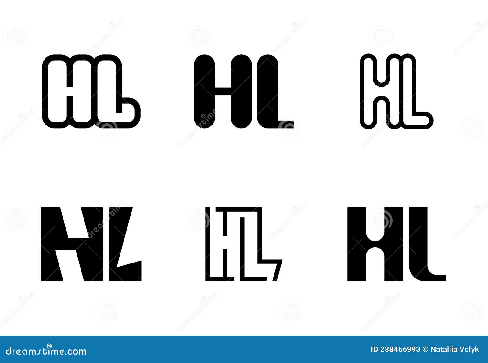 Set of letter HL logos stock vector. Illustration of line - 288466993