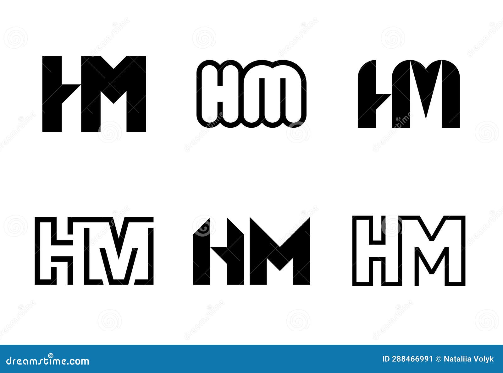 Set of letter HM logos stock vector. Illustration of business - 288466991