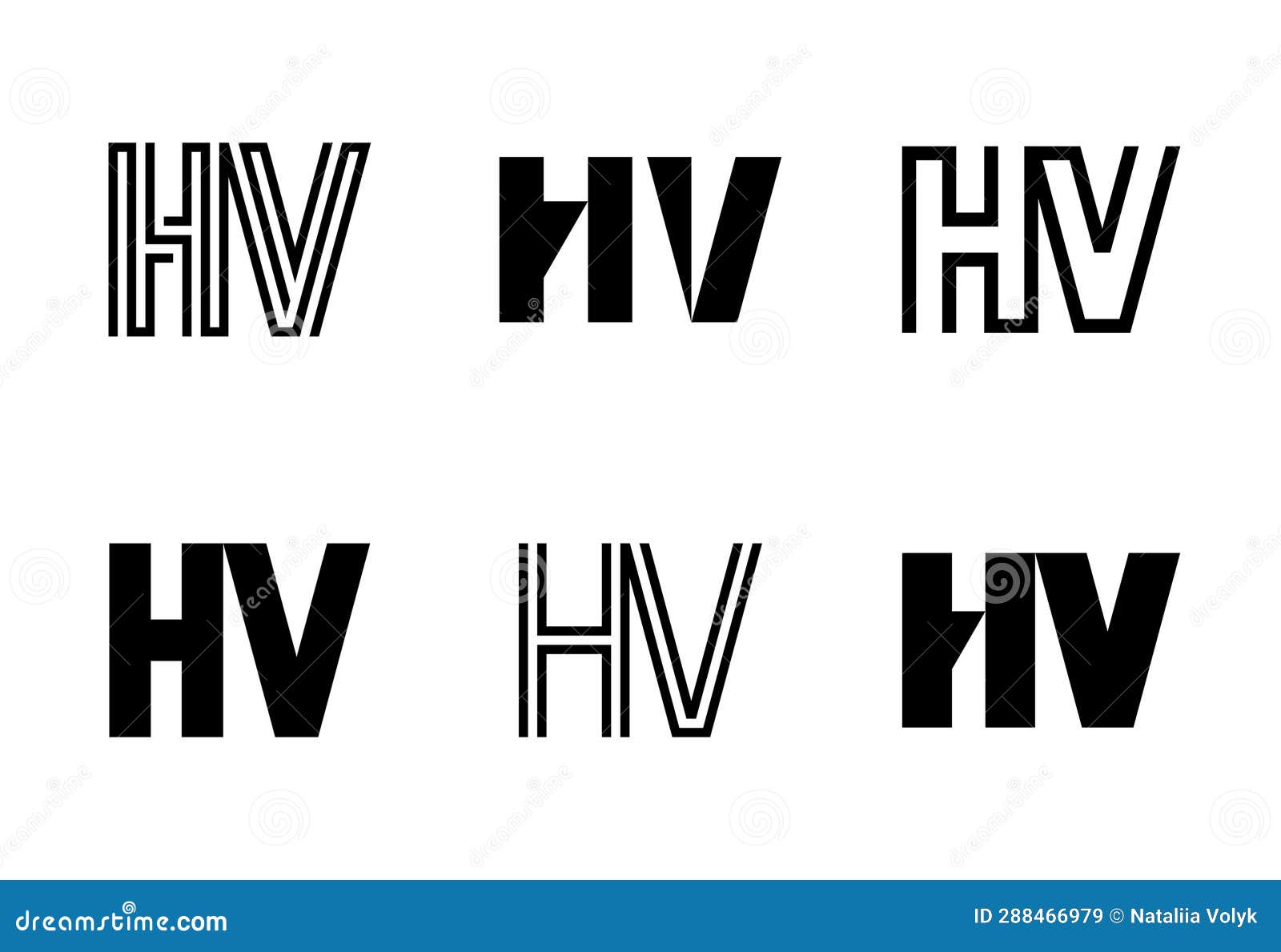 Set of letter HV logos stock vector. Illustration of circle - 288466979