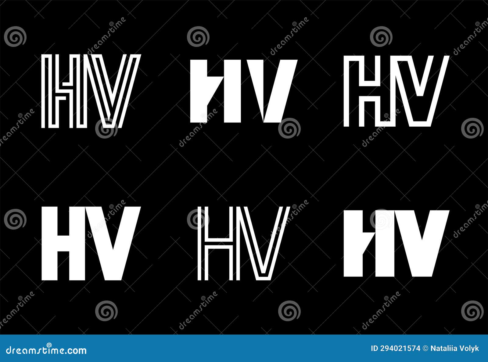Set of letter HV logos stock vector. Illustration of curve - 294021574