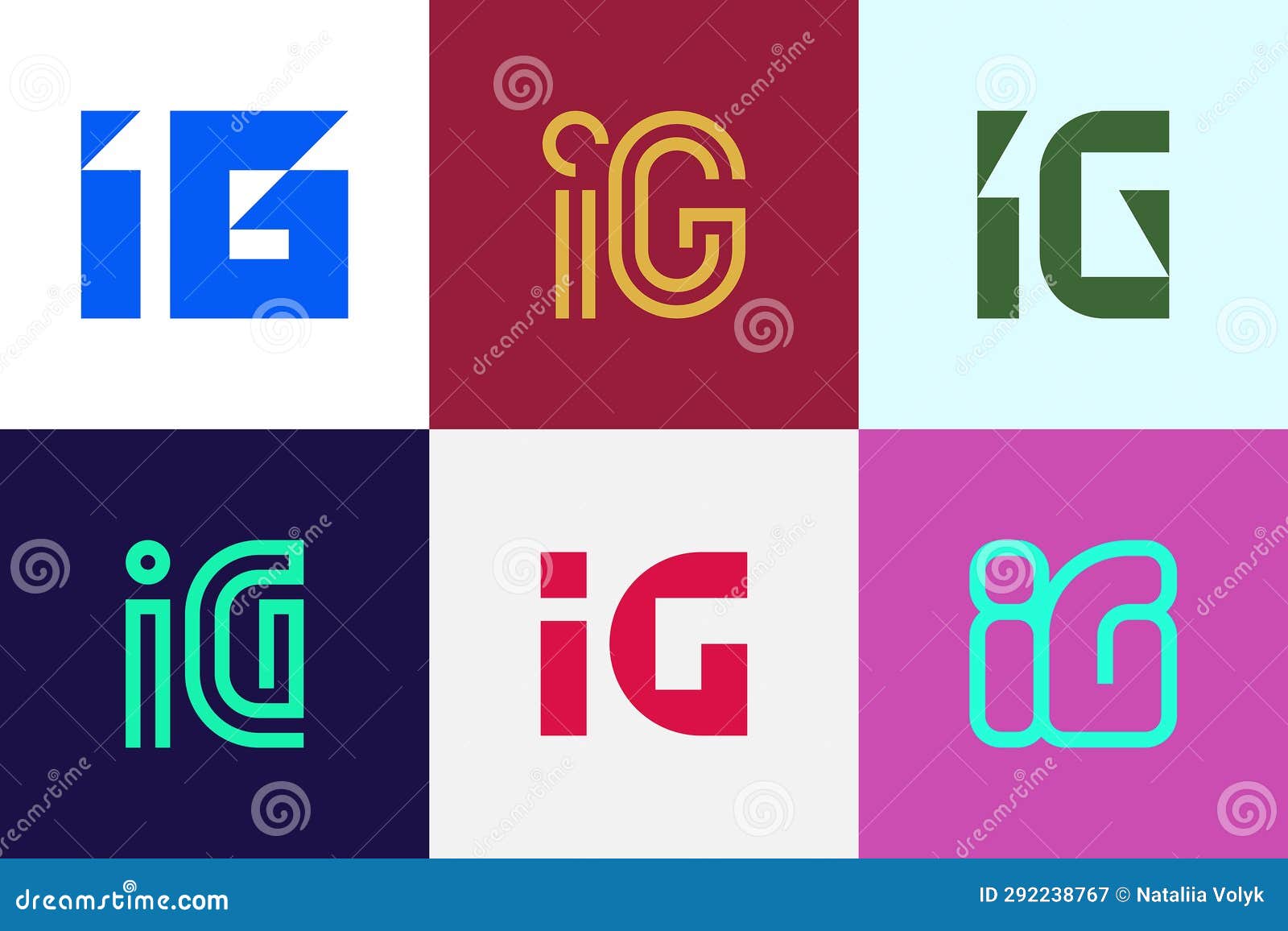 Set of letter IG logos stock vector. Illustration of brand - 292238767