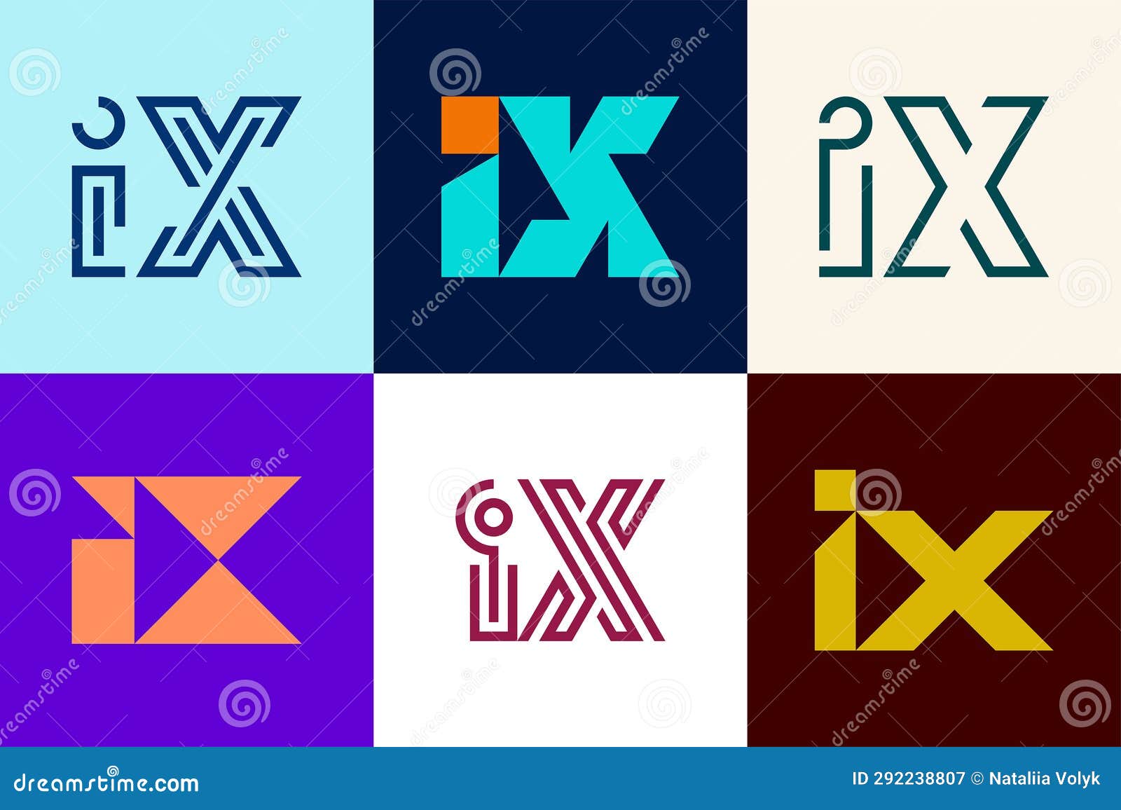 Set of letter IX logos stock vector. Illustration of line - 292238807