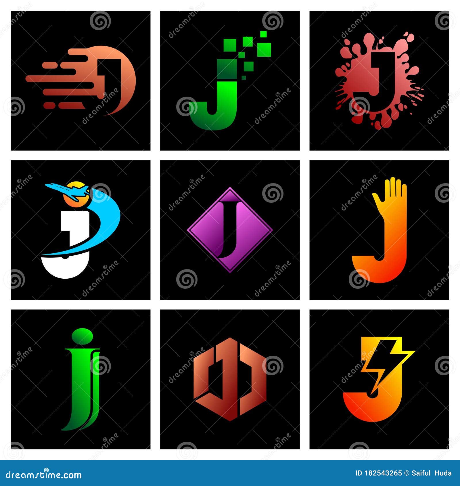 Set of Letter J Simple Logo Icon Design Vector. Stock Vector ...