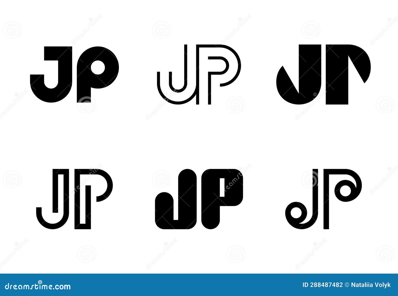 Set of letter JP logos stock vector. Illustration of flowing - 288487482