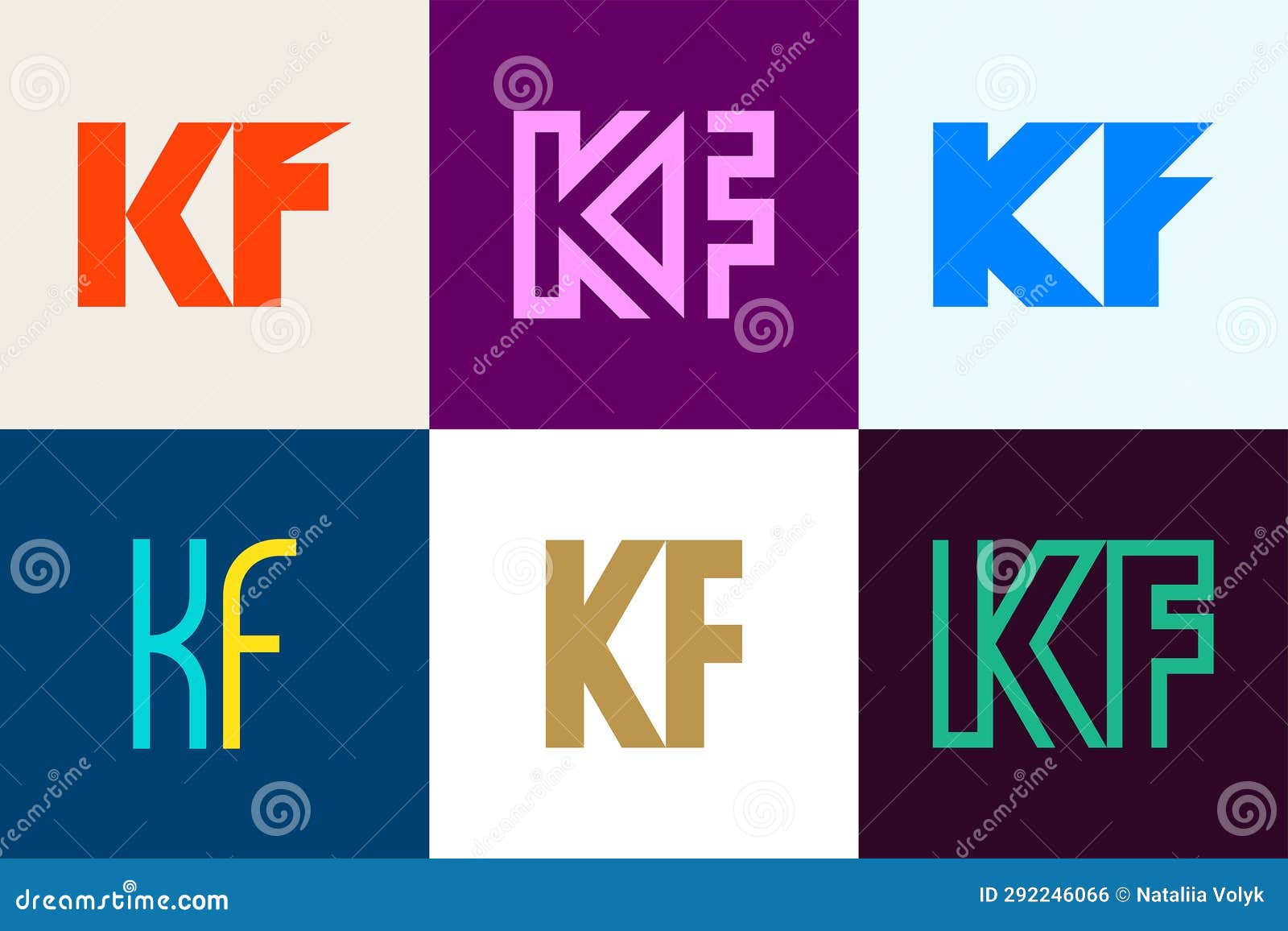 Set of letter KF logos stock vector. Illustration of icon - 292246066
