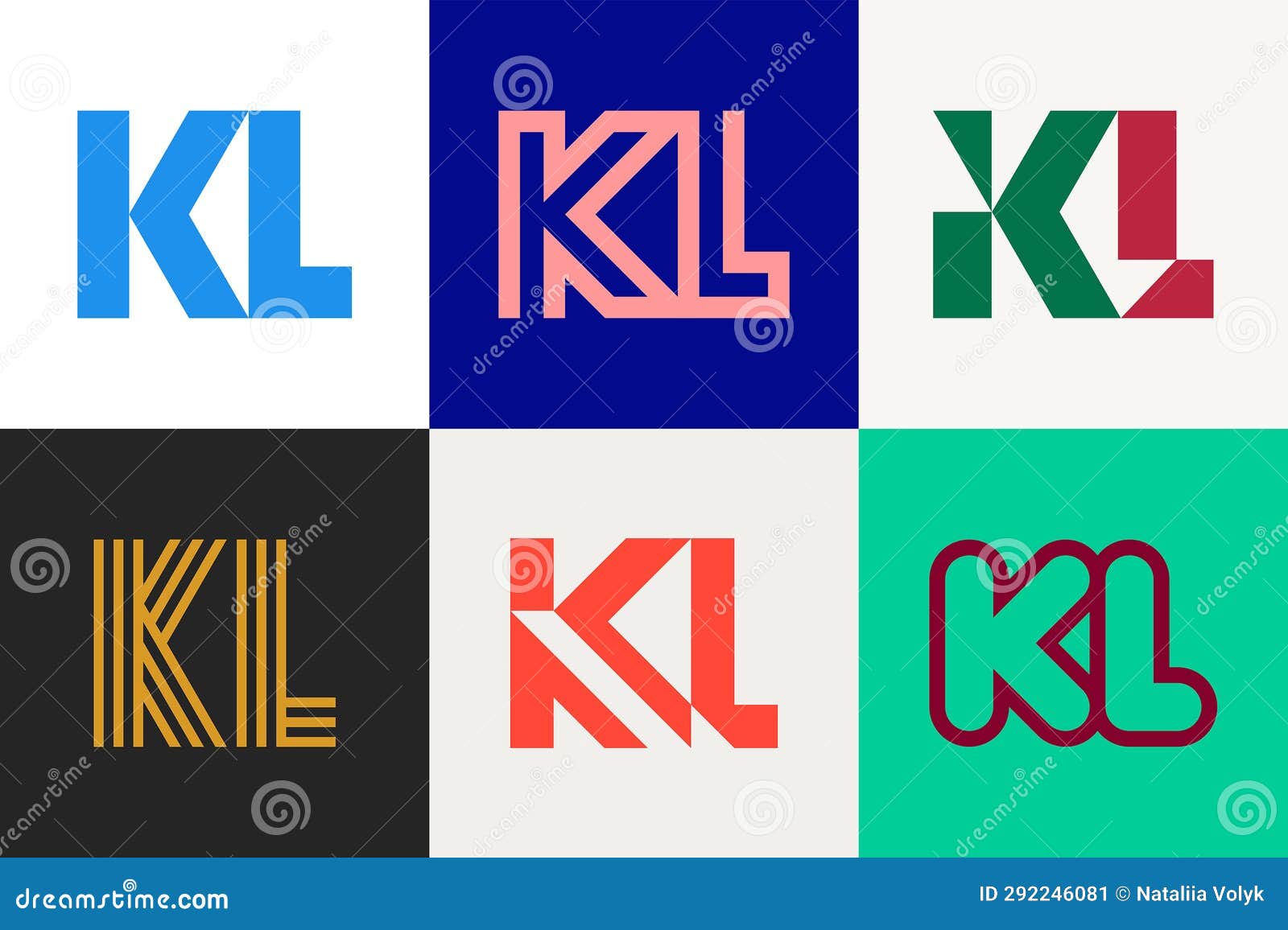 Set of letter KL logos stock vector. Illustration of badge - 292246081