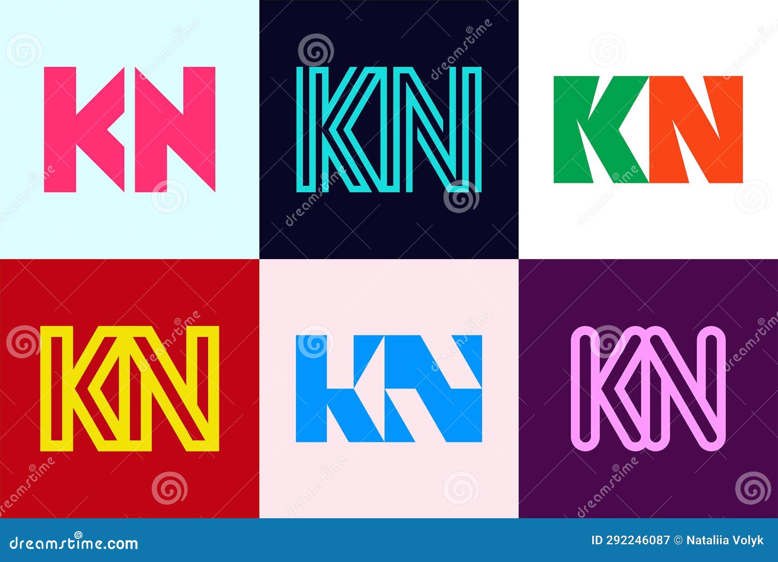 Set of letter KN logos stock illustration. Illustration of business ...